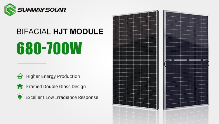 Sunway 132cells 210mm 680w 700w Monocrystalline HJT Solar Panel ...