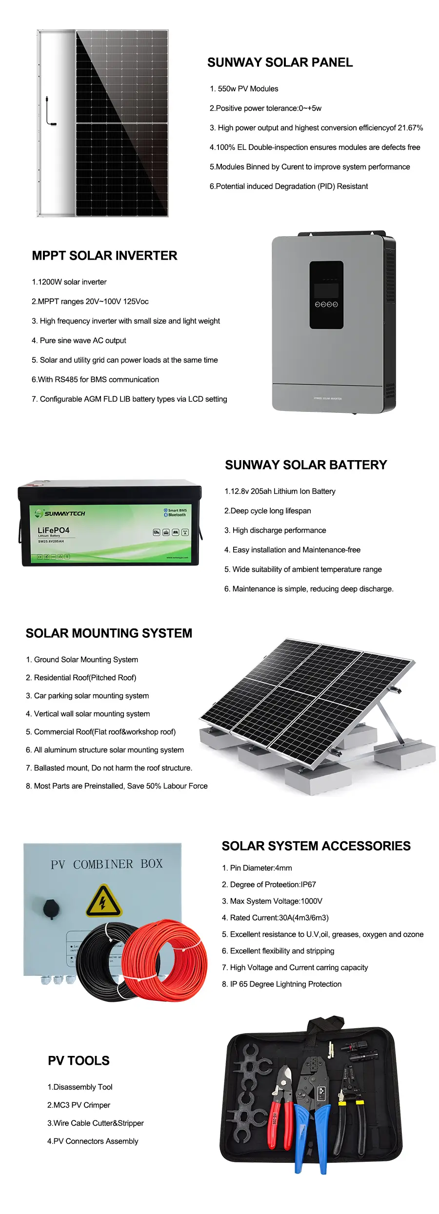 Low Cost 5KW Off-Grid Solar System Kit for Home Usage | Sunway Solar
